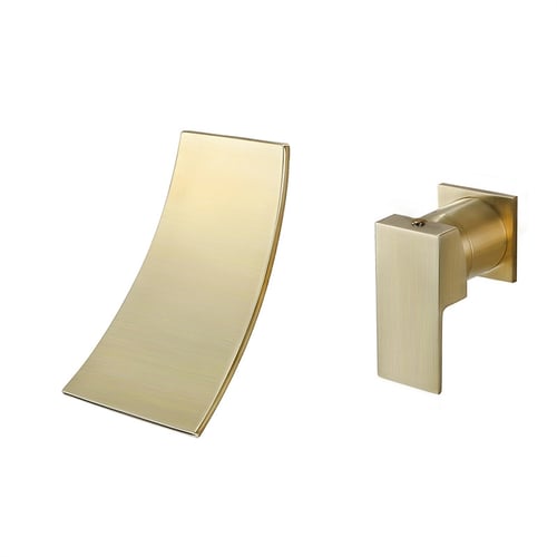 Shoop Modern Design Wall Mounted Brushed Gold Bathroom Basin Tap Single ...