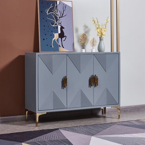 Modern Shoe Cabinet Blue Shoe Storage with Doors and Shelves Gold ...