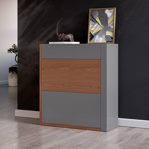 Modern Expanding Shoe Storage Cabinet Natural&Gray Shoe Organizer Space ...