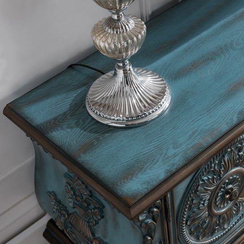 Vintage 70" TV Stand Distressed Carved TV Console with Drawers Antique ...