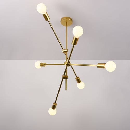 Modern Luxurious Style Gold Metal Ceiling Light Adjustable Branch 6 ...