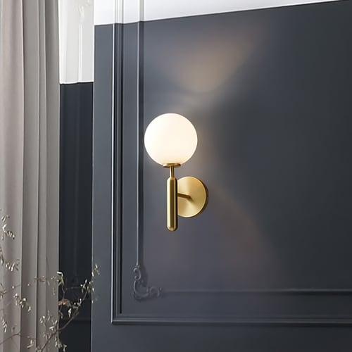 Decorica White and Gold LED Glass Globe Indoor Wall Sconce | Homary