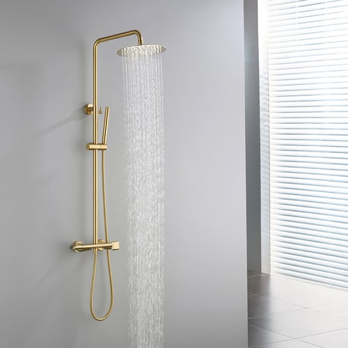 10" Modern Luxury Exposed Shower Fixture Thermostatic Rainfall Shower ...