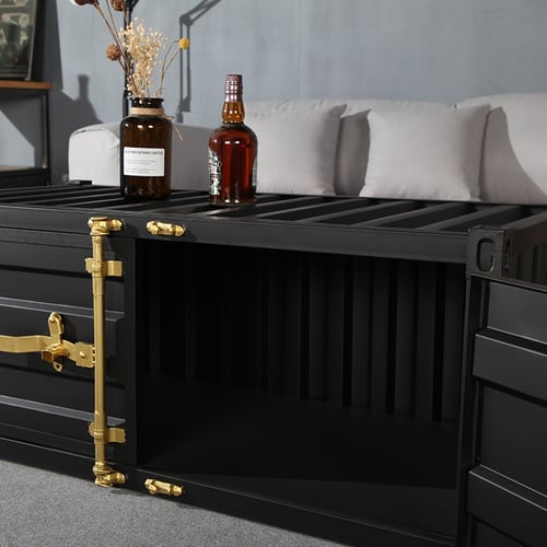 Ctainer 39" Cargo Container Industrial Style Black&Gold Coffee Table ...