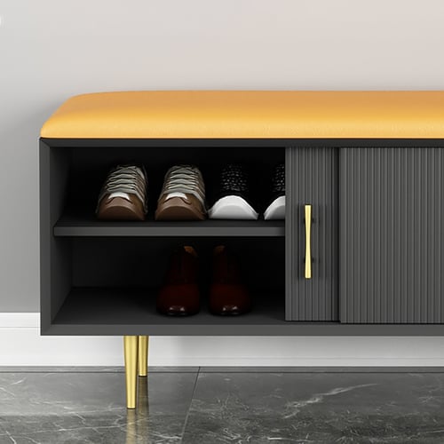 Contemporary Leather Upholstered Modern Shoe Rack Bench for Shoe ...