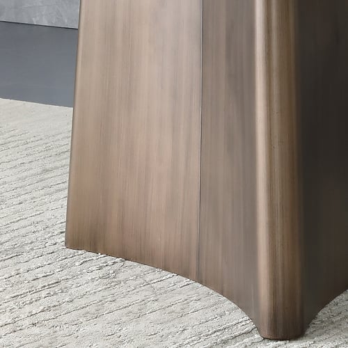 Modern Round Dining Table with Sintered Stone Top & Carbon Steel Base ...