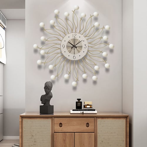 22.8" Oversized White Luxury Modern Fashion Metal Wall Clock Solid ...