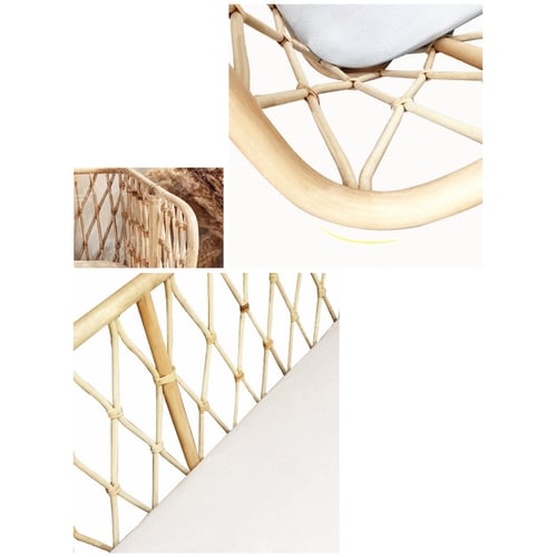 Cotton & linen Upholstered Sofa Rattan Frame Natural Sofa in Large | Homary