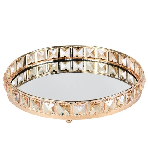 Modern Crystal Decor Tray Vanity Tray in Gold | Homary UK