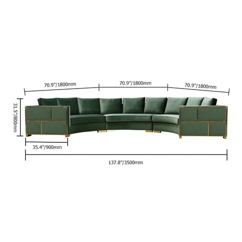 Modern Modular Sofa Round Sectional Sofa Green Velvet Upholstered with ...
