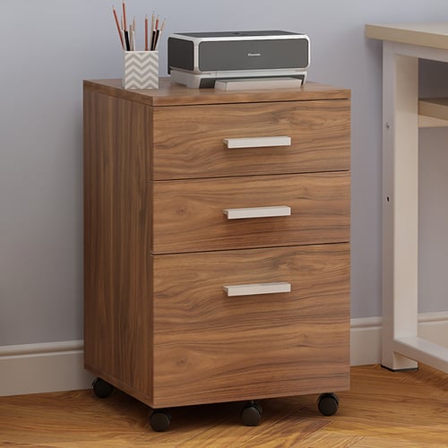 Modern White File Cabinet Minimalist 3-Drawer Cabinet Universal Wheels ...