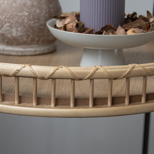 Rustic Side Table Rattan Bar Cart with Rolling Foot Woven Side Table ...