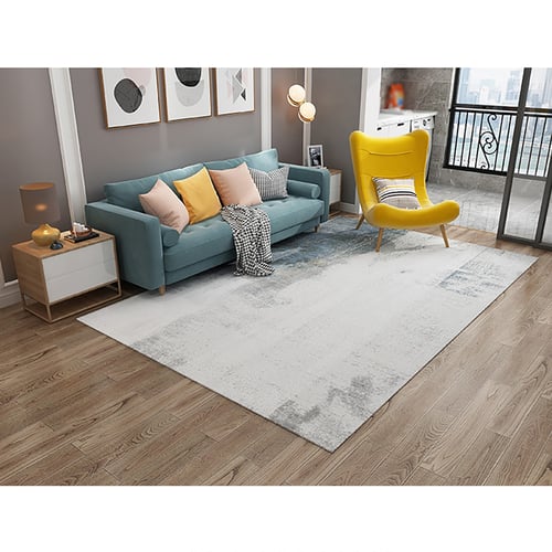 1800mm × 2700mm Modern Ink Painting Gray & Ink Blue Rectangle Area Rug ...