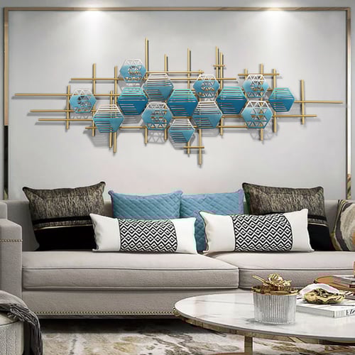 Nordic Hollow-Out 3D Geometric Metal Wall Decor Home Overlapping Wall ...