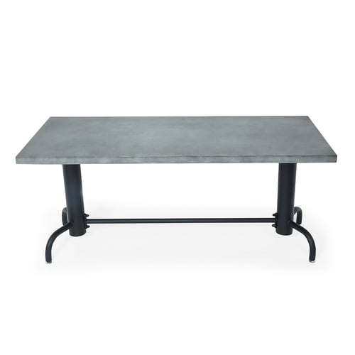 70.9" Industrial Dining Table Concrete Gray Table Top Solid Wood Metal ...