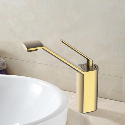 Brushed Gold Aerated Stream Single Handle Vessel Tap Solid Brass ...