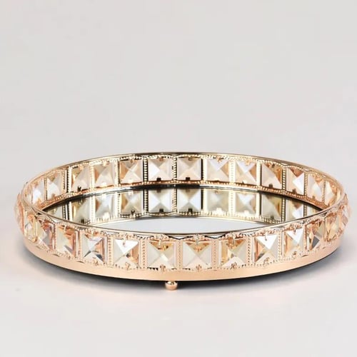 Modern Crystal Decor Tray Vanity Tray in Gold | Homary UK