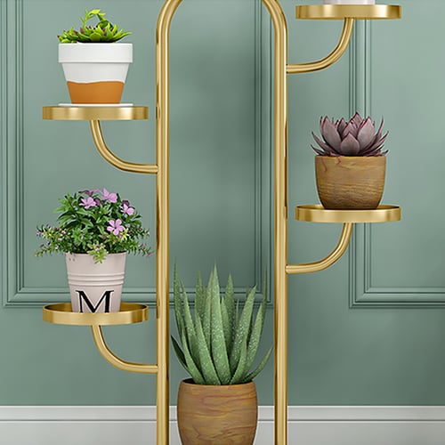 25"/37" Modern Tree-Shaped 4/6-Tiered Plant Stand in Gold (Set of 2 ...