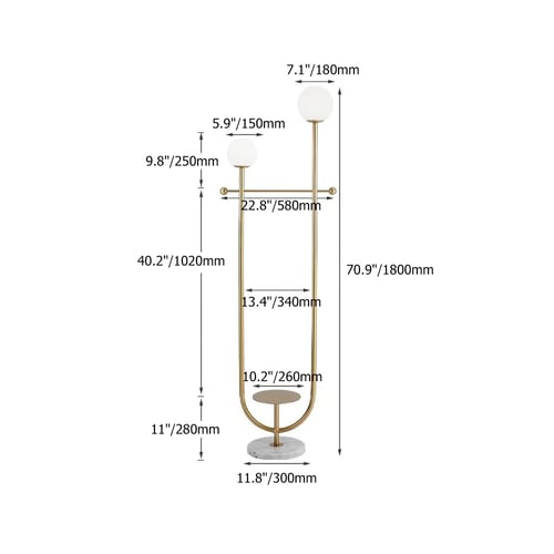 Gold Shelf LED Floor Lamp 2-Light Coat and Clothing Rack | Homary