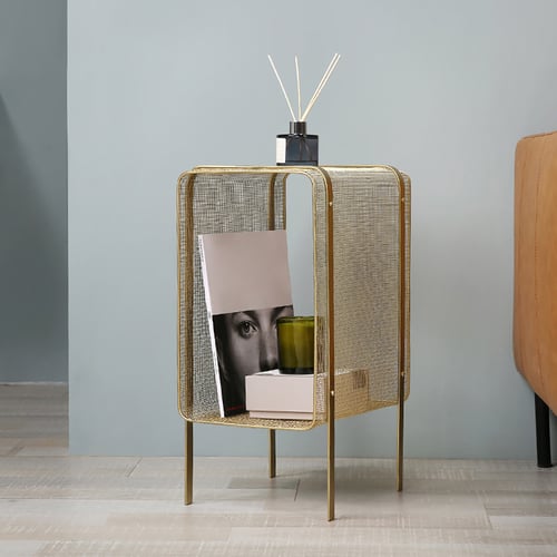 21" Modern Metal Rectangular Gold Magazine Rack with Open Storage ...