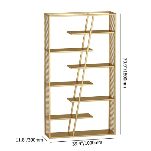 Contemporary Freestanding Etagere Bookshelf in Gold | Homary UK