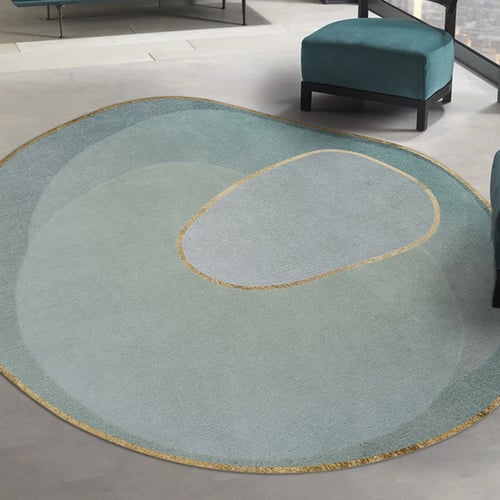 5' x 5' Handmade Creative Irregular Green Area Rug | Homary