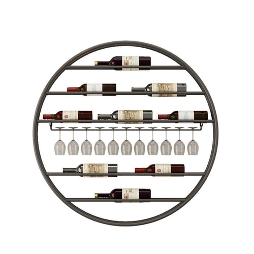 Modern Metal Black Round Wine Rack Wall Mounted Wine Rack Glass Rack ...