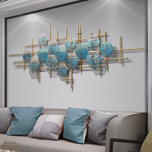 Nordic Hollow-Out 3D Geometric Metal Wall Decor Home Overlapping Wall ...
