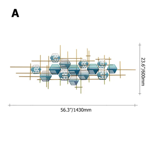 Nordic Hollow-Out 3D Geometric Metal Wall Decor Home Overlapping Wall ...