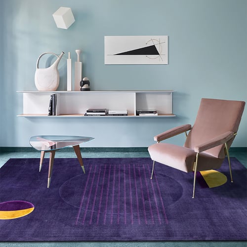 5' x 5' Designer Modern Style Circular Deep Purple Area Rug | Homary