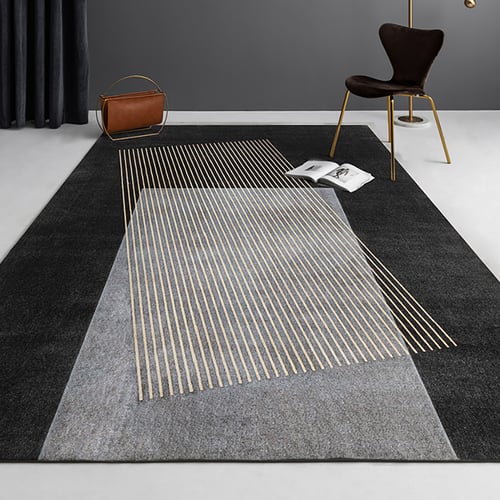 10' x 13' Designer Modern Style Retangular Black Geometric and Physics ...