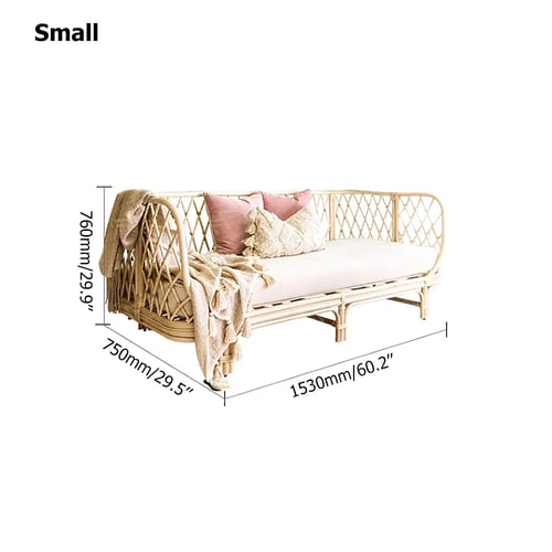 Cotton & linen Upholstered Sofa Rattan Frame Natural Sofa in Large | Homary