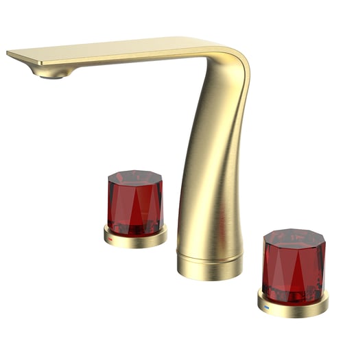 3-Hole Dual Crystal Knobs Bathroom Basin Tap Solid Brass | Homary UK