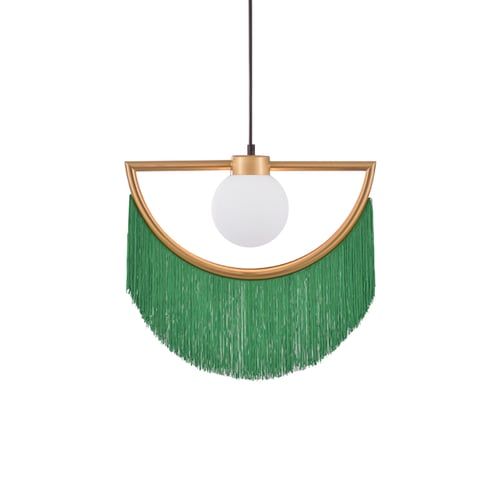 Modern Fringe Pendant Light in Gold Green Tassel Ceiling Light | Homary UK