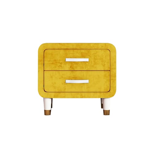 Modern Yellow Velvet Nightstand with 2 Drawers Bedroom | Homary