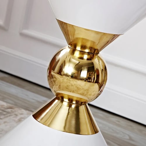 Modern Round White End Table of Hourglass Fiberglass in Small | Homary