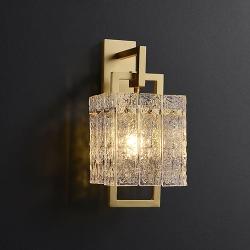 Jewell Modern 1-Light Brass Wall Sconce with Water-ripple Glass Shade ...