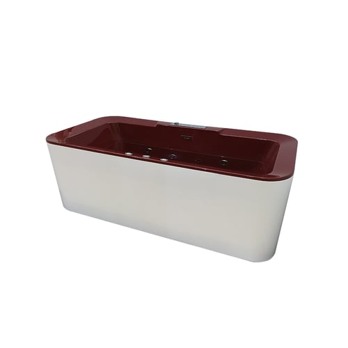 MicroSilk Acrylic Rectangular Bathtub with Massage in Red & Glossy ...