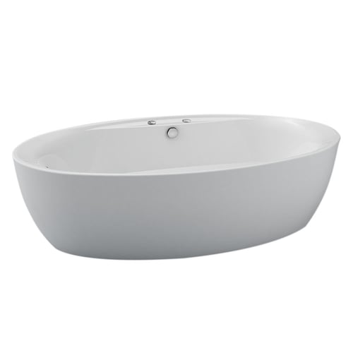 79'' MicroSilk Acrylic Freestanding Oval Bathtub with Massage in Glossy ...