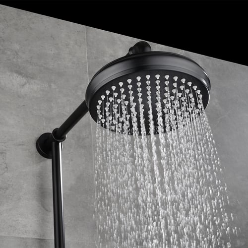 Industrial Style Wall-Mounted Shower System 2-function in Black | Homary