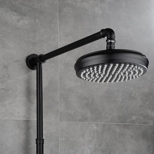 Industrial Style Wall-Mounted Shower System 2-function in Black | Homary