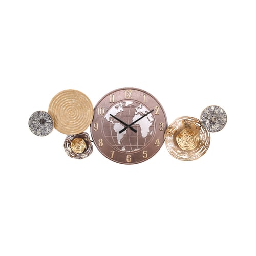 Modern World Map Metal Wall Clock Creative Home Hanging Decor | Homary