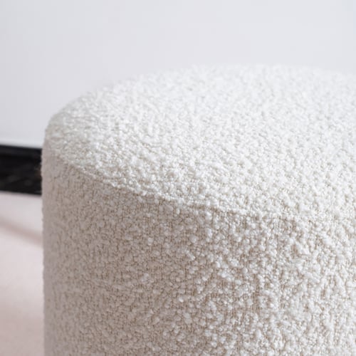 Modern White Round Lamb Wool Vanity Stool Makeup Stool | Homary UK