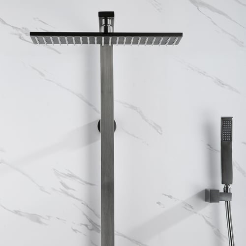 Exposed Gunmetal Wall-Mounted 3-Function Shower Set with Hand Shower ...