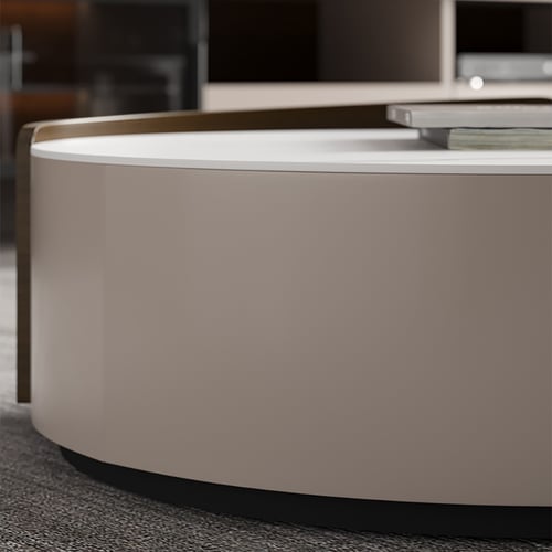 Modern Nesting Round Coffee Table Set White Sintered Stone Top 2 Pieces ...