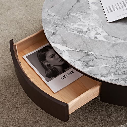 Ensemble de table basse moderne avec plateau en pierre frittée avec 2 ...