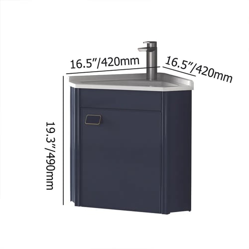 420mm Blue Aluminum Floating Corner Bathroom Vanity with Ceramics ...