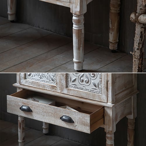 Distressed White Buffet Table with Storage 2 Doors & 1 Door | Homary