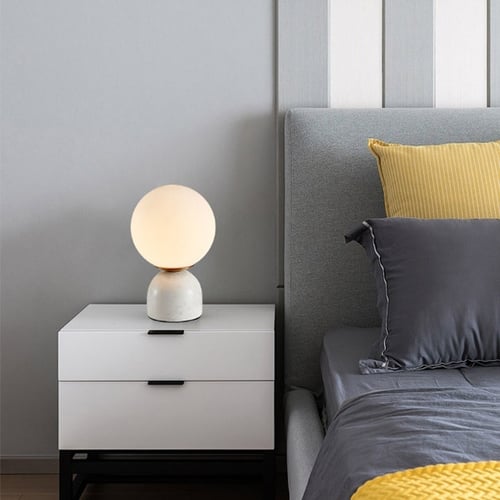 Moderne minimalistische weiße Marmor Glaskugel Tischlampe 1-Light ...
