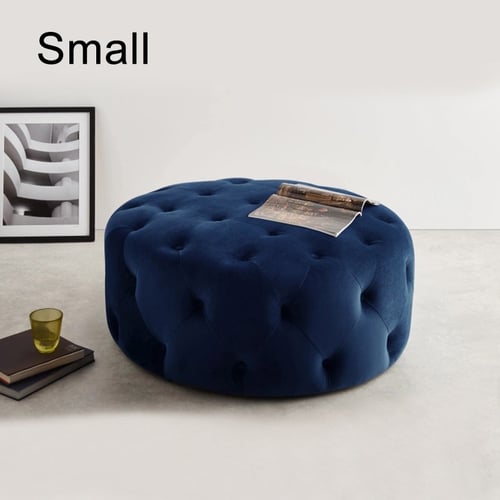 Tufted Ottoman Deep Blue Velvet Ottoman Coffee Table Tufted Cocktail ...